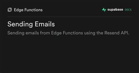 Sending Emails Supabase Docs