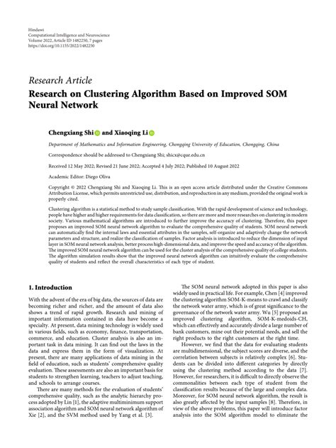 Pdf Research On Clustering Algorithm Based On Improved Som Neural Network