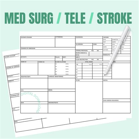 Nursing Report Sheet Med Surg Report Sheet Stroke Tele Report Sheet Nurse Brain Sheet Nurse
