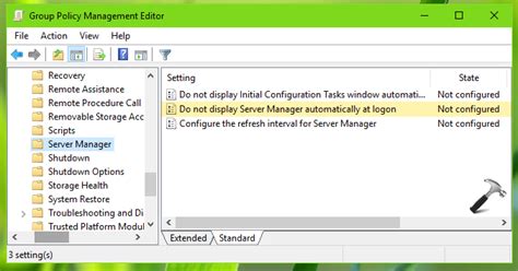 do not display server manager automatically at logon