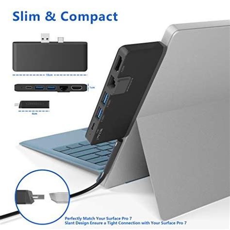 Surface Pro 7 Usb Hub 6 In 2 Surface Pro 7 Docking Station With 4k Hdmi 2 Usb 3 0 Ports 5gbps