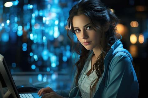 Premium Photo Portrait Of A Programmer In The Modern Computer World