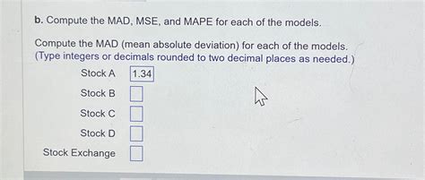 solved b ﻿compute the mad mse and mape for each of the
