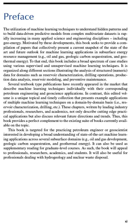 Machine Learning Applications In Subsurface Energy Resource Management