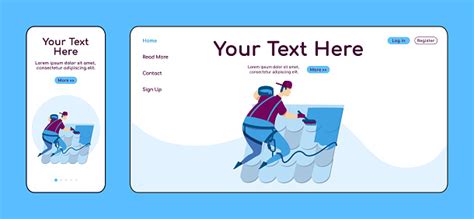 지붕 수리 서비스 적응 착륙 페이지 플랫 컬러 벡터 템플릿 핸디맨 모바일 및 Pc 홈페이지 레이아웃 수리맨 한 페이지 웹 사이트 Ui 홈 수리 웹 페이지 크로스 플랫폼