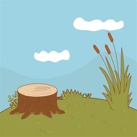 Premium Vector Outdoor Tree Trunk Cartoon