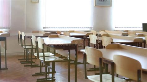 Classroom With Rows Of Desks And Chairs And Stock Video Video Of