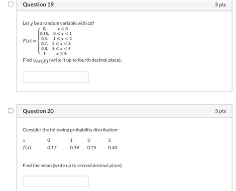 Solved Question Pts Let Y Be A Random Variable With Cdf Chegg