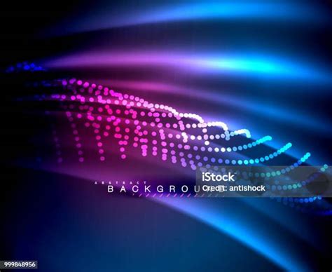 네온 빛을 내 테크노 라인 사각형 모양으로 첨단 미래 추상 배경 템플릿 개념에 대한 스톡 벡터 아트 및 기타 이미지 개념 검은색 곡선 Istock