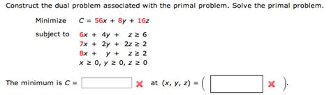 solved construct the dual problem associated with the primal