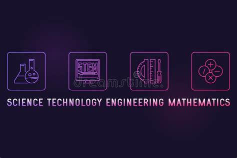 Science Technology Engineering Mathematics Line Colorful Illustration Stem Concept Linear