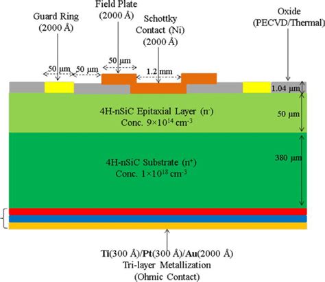 Color Online Schematic Cross Section Of Fabricated Diode Specified Download Scientific