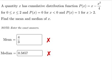 Solved A Quantity X Has Cumulative Distribution Function