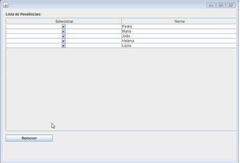 java deletar apenas linhas com checkbox selecionado em uma jtable