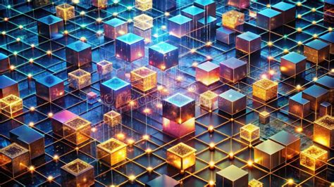 Abstract Network Of Illuminated Cubes And Glowing Connections Generative Ai Stock Illustration