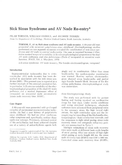 Pdf Sick Sinus Syndrome And Av Node Re Entry
