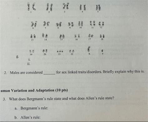 1 Using The Karyotypes Identify The Chromosomal Sex