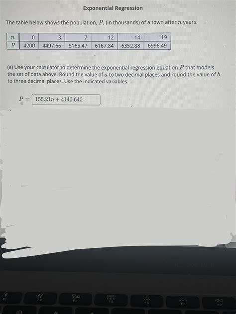 Solved Exponential Regression The Table Below Shows The