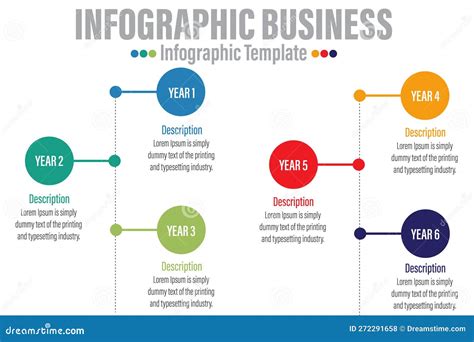 6 Steps Modern Timeline Diagram Calendar With Yearly Rectangle Title