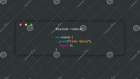 Hello World In C Coding Illustration Of Programming Language Stock Illustration Illustration