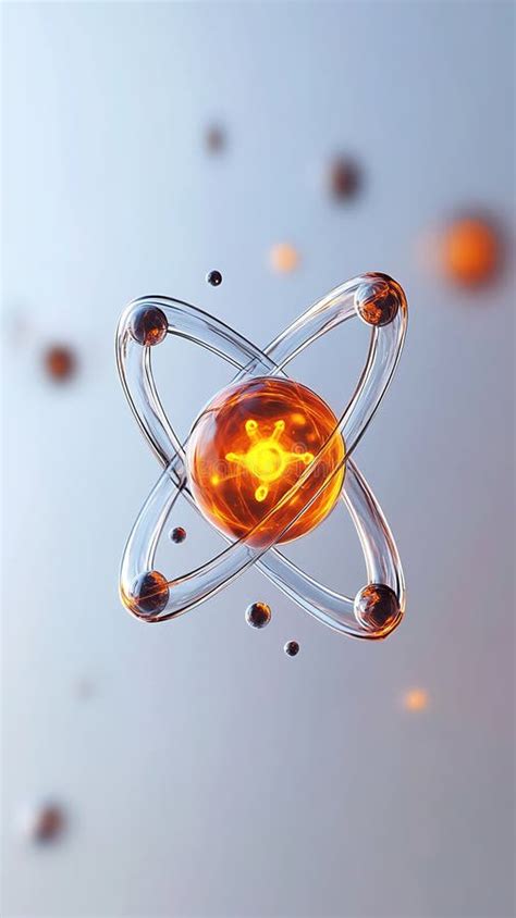 Digital Graphic Of Atom With Orbiting Tiny Particles With White Background Stock Image Image
