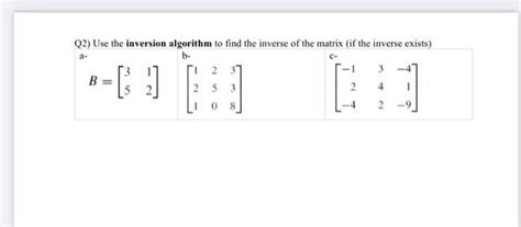 Solved A Q2 Use The Inversion Algorithm To Find The