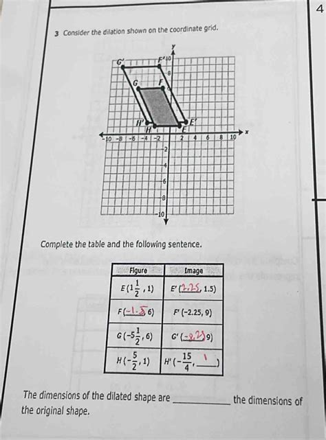 Solved 4 3 Consider The Dilation Shown On The Coordinate Grid