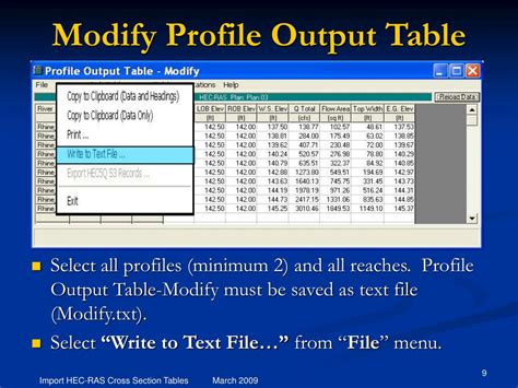 Ppt Wintr 20 Project Formulation Hydrology Program To Convert Hec Ras Output To Wintr 20 Cross
