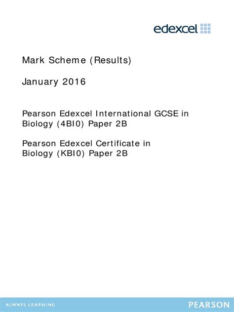 Paper 2b Ms January 2016 Edexcel Igcse Biology Pdf Cellular