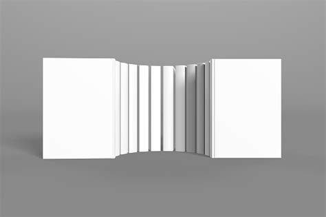 12개의 하드 커버가 있는 현실적인 3d 책 모형 그림 그림자가 있는 고립된 회색 배경에 서 있는 책 모형 원형으로 배열 된 12 권의 하드 커버 책 모형 3차원 형태에