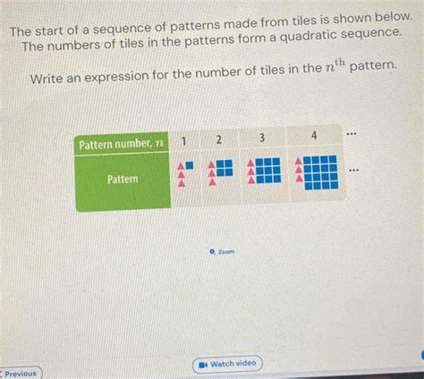 Solved The Start Of A Sequence Of Patterns Made From Tiles Is Shown