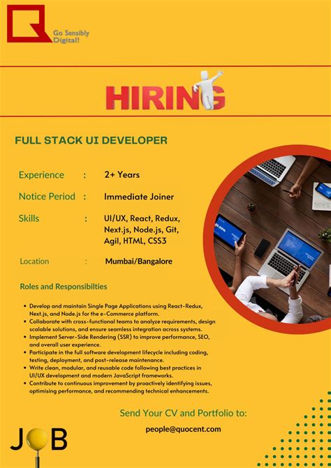 We Are Hiring Ui Fullstack Developer Kindly Check Out The Post Quocent