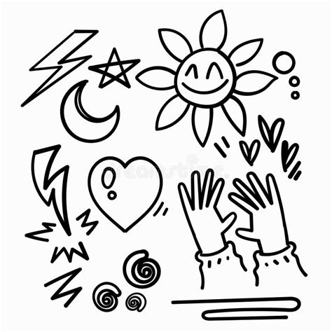 Hand Drawn Doodle Random Element Collection Illustration Stock Vector