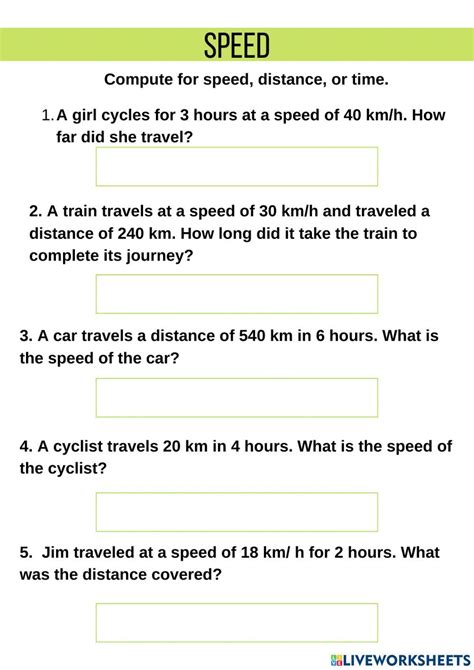 Speed Problems Worksheet At Beth Heard Blog