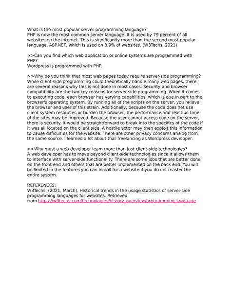 cs2205 web programming 1 discussion questions and answers what is the most popular server