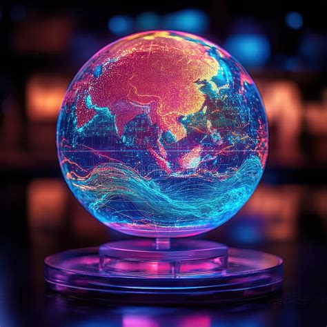 Colorful 3d Globe With Illuminated Lines Of Global Connectivity Stock