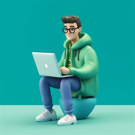 Premium Photo Happy Cartoon 3d Programmer Hacker Designer Characters