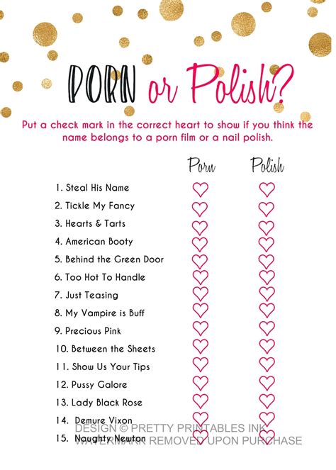 Porn Or Polish Game Polish Or Porn Game Printable Bachelorette Game