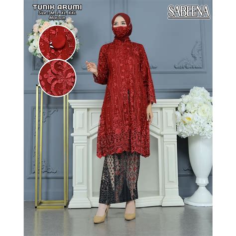 Jual COD Setelan Kebaya Tunik Brukat Busui Kancing Depan Baju Kebaya Modern Kebaya Pesta