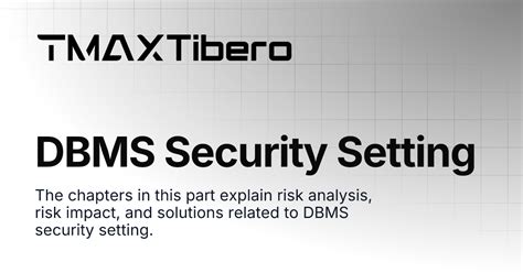 Dbms Security Setting Tmaxtibero Docs