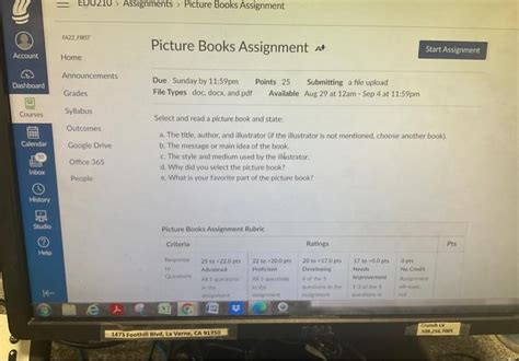 picture books assignment due sunday by 11 59pm points