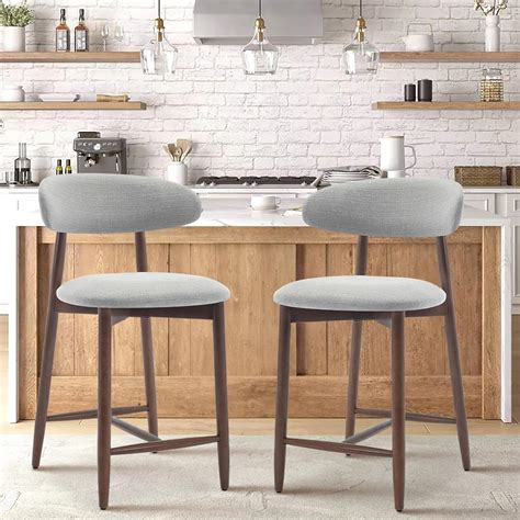 Upholstered Counter Height Bar Stools Set Of 2 Kitchen