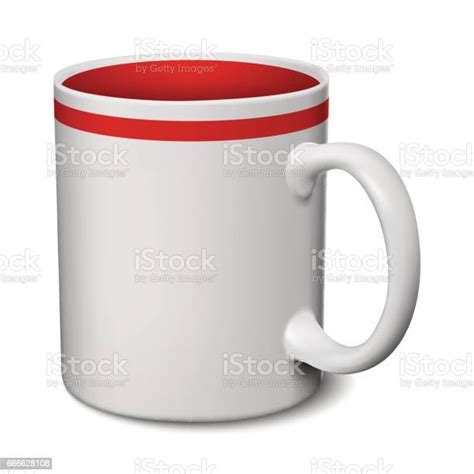 그레이 레드 머그잔 현실적인 3d 이랑 흰색 배경 벡터 일러스트 레이 션에 3차원 형태에 대한 스톡 벡터 아트 및 기타 이미지 3차원 형태 그라데이션 그릇 Istock