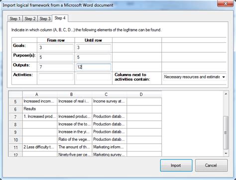 Importing A Logframe Made In Ms Word Logframer