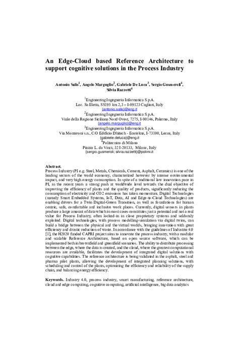 Pdf An Edge Cloud Based Reference Architecture To Support Cognitive Solutions In The Process