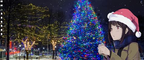 Живые обои Новогодняя тянка с кофе скачать на