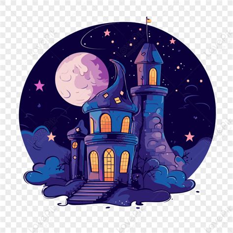 달과 별 일러스트와 함께 밤에 자정 클립 아트 귀여운 성 벡터 천체 미술 Png 일러스트 무료 다운로드 Lovepik