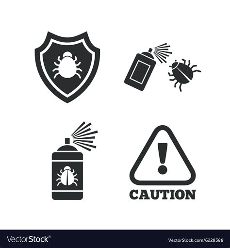 Bug Disinfection Signs Caution Attention Icon Vector Image