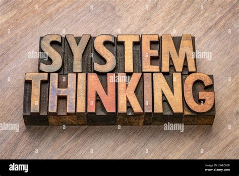 system thinking word in letterpress wood type approach to understanding and solving complex