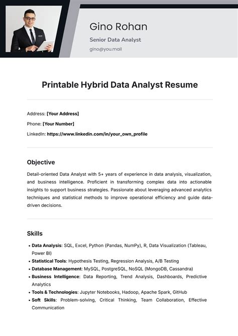 Free Data Analyst Resume Templates To Edit Online And Download